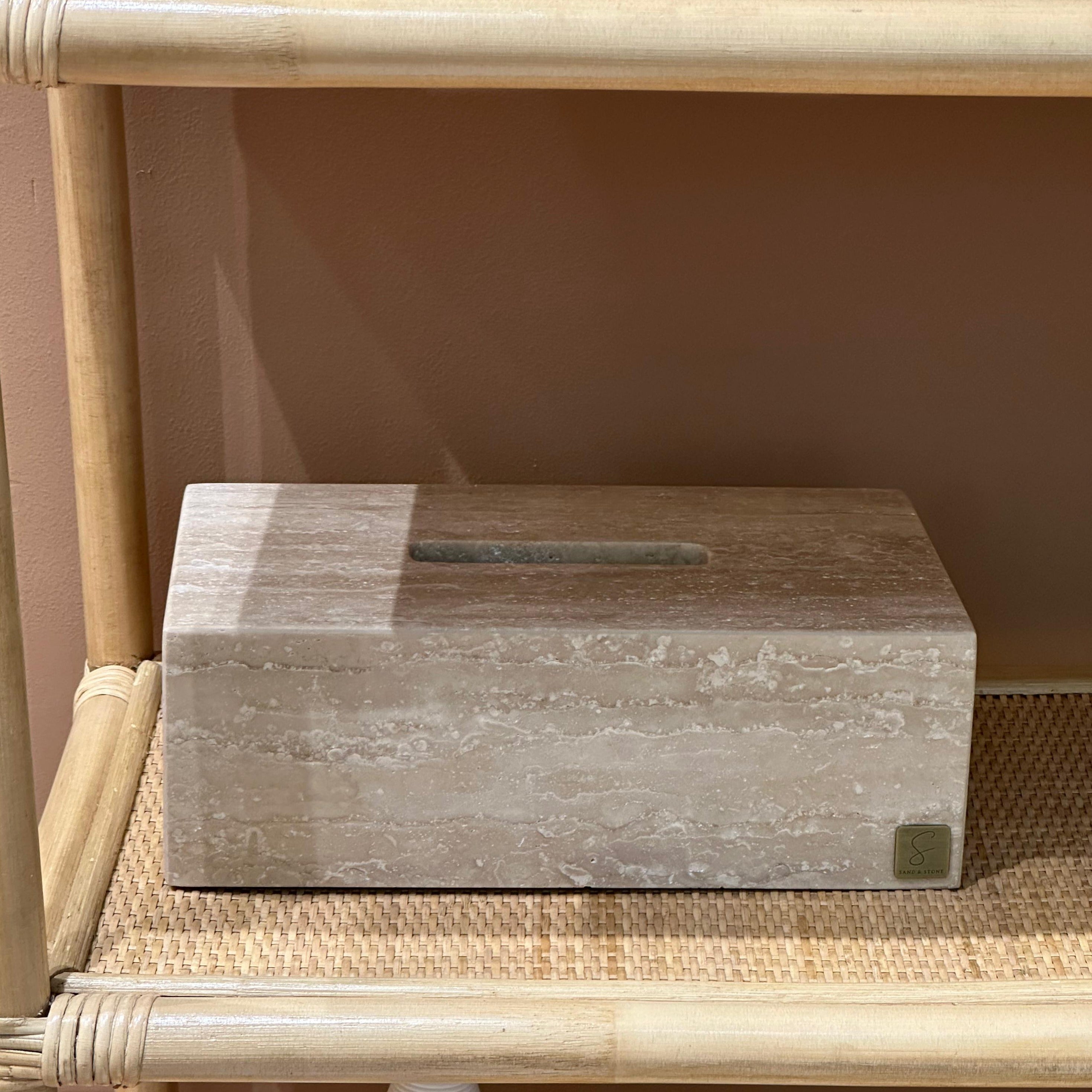 Handmade Rectangle Travertine Tissue Boxes – Natura Living Dubai