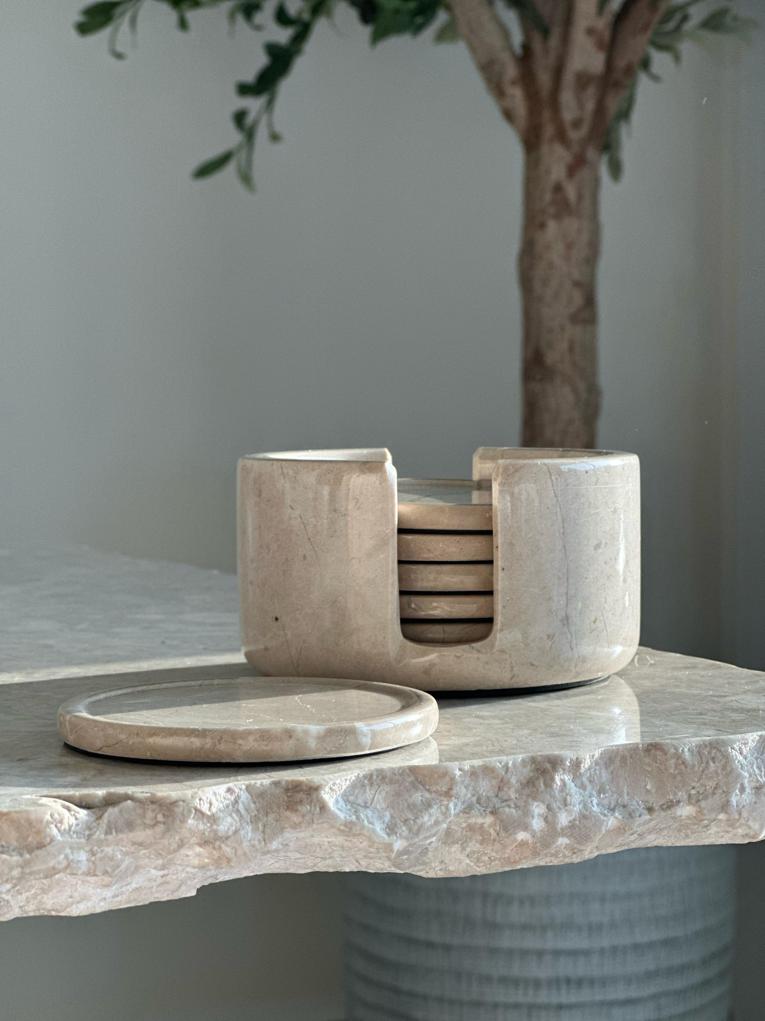 Sand&Stone Cream Coaster 6pc Set – Natura Living Dubai
