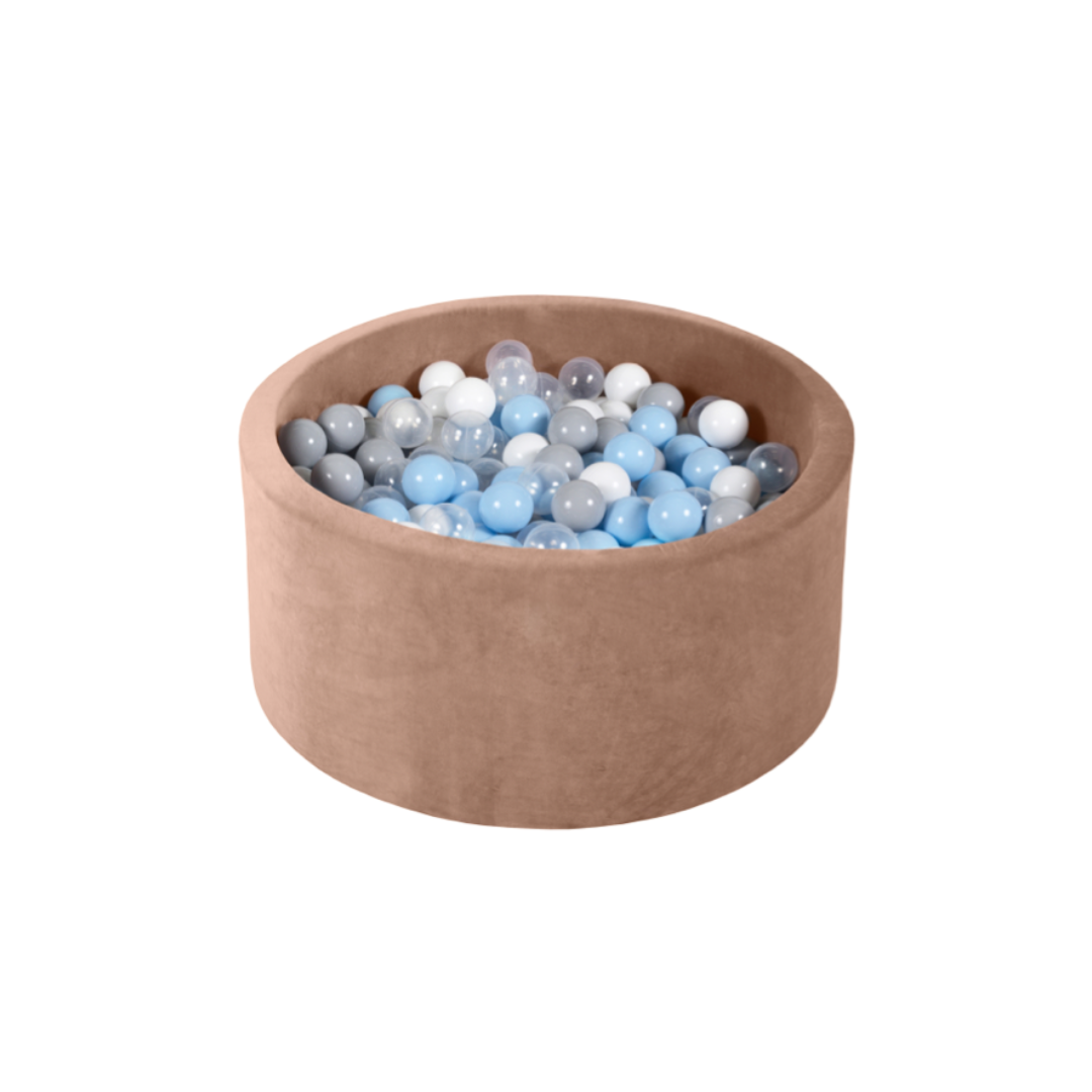 Round Ball Pit - Velvet Mocha - 90X40 W200 Balls (White, Transparent ...