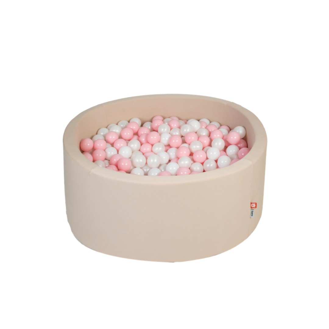 Round Ball Pit - Beige - 90X40 W200 Balls (Pearl, Baby Pink, White ...